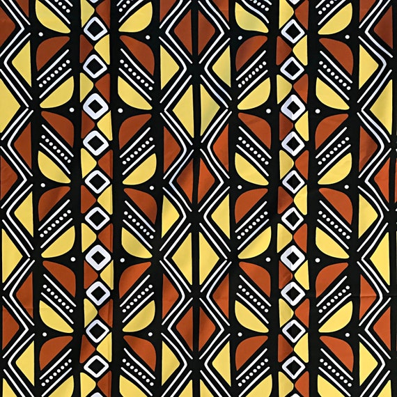 Bogolan Pattern African Print Silk Fabric / Mudcloth Satin | Etsy