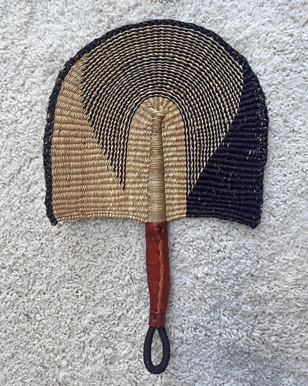 Burkina Faso Woven Hand Fan / Hand Woven Raffia Fiber African Hand Fan ...