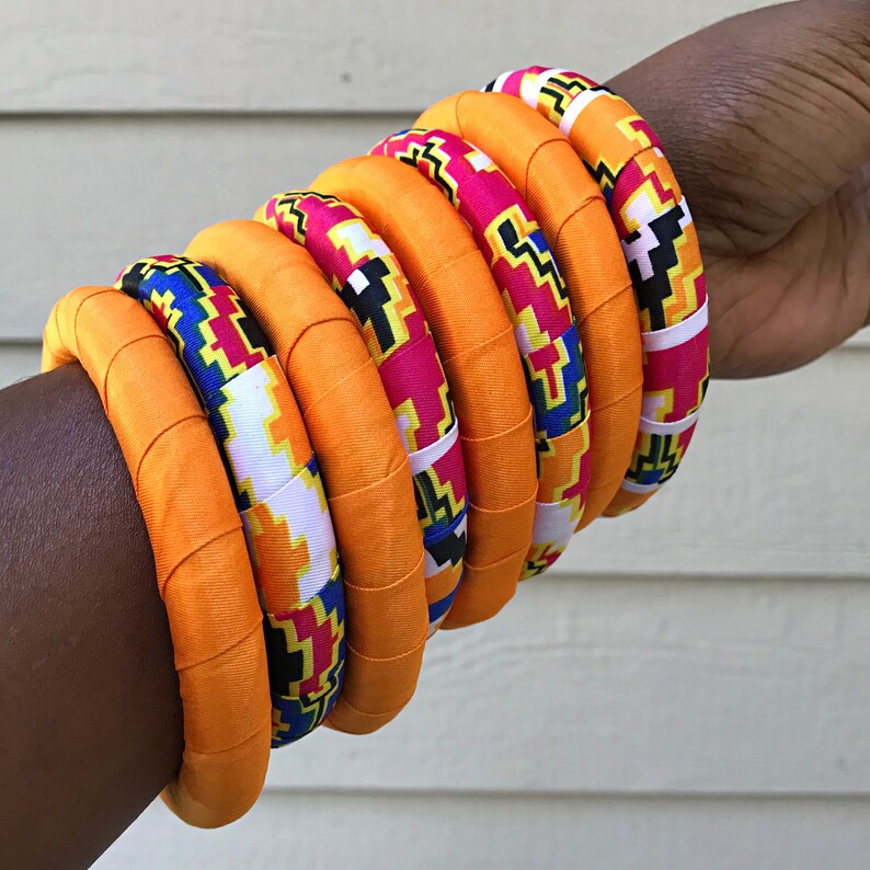 SET OF 6 African Print Bangle Bracelets /ankara Bangles / - Etsy