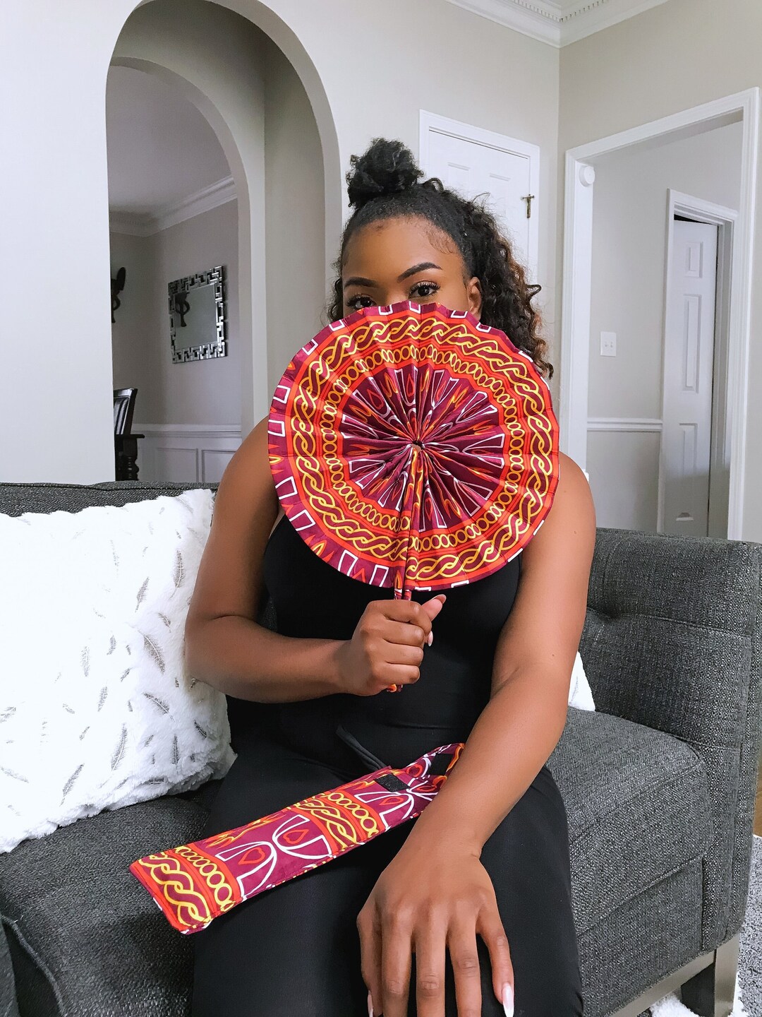 Toghu Bamenda African Print Hand Fan / Handmade African Folding Fan ...