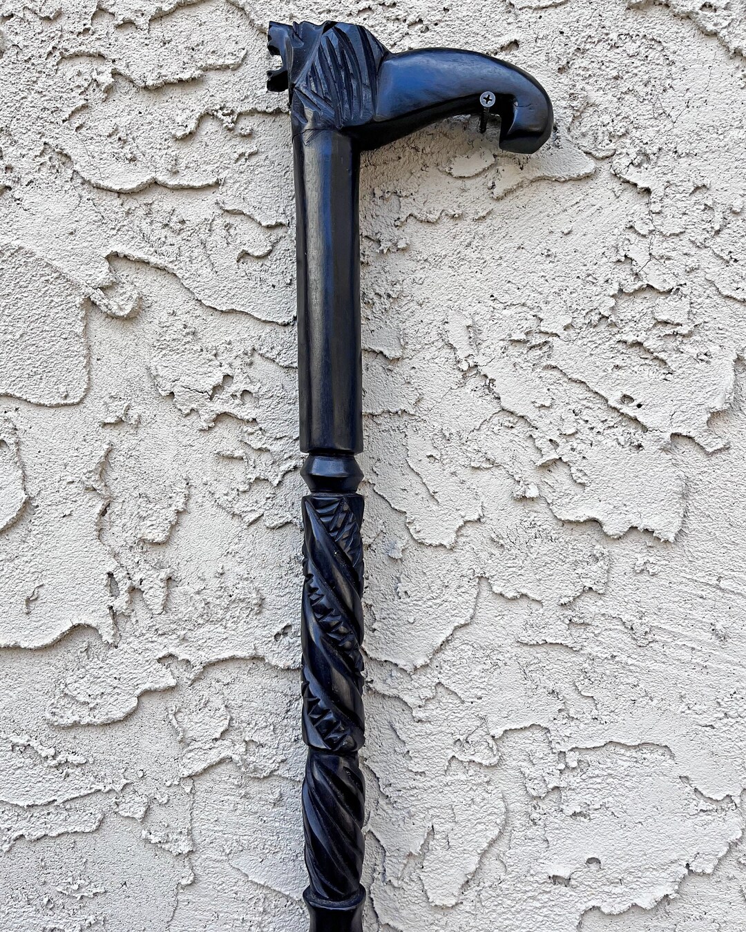 Lion Head Carved African Walking Cane / Ebony Wood Walking Stick ...