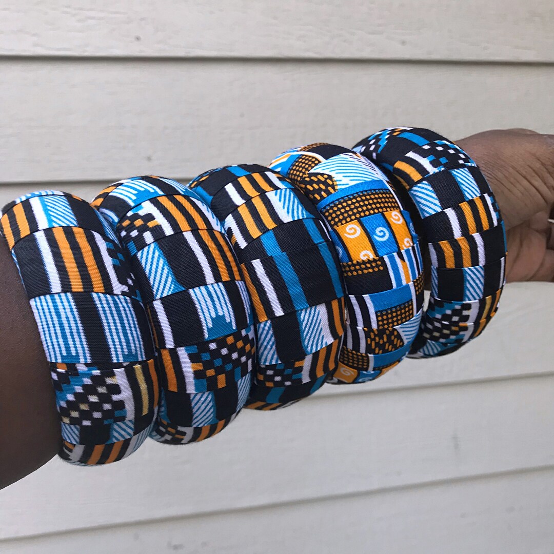 African Print Bangle Bracelets / Ankara Bangle Bracelets / Ankara Small Hoop Bracelets / African ...