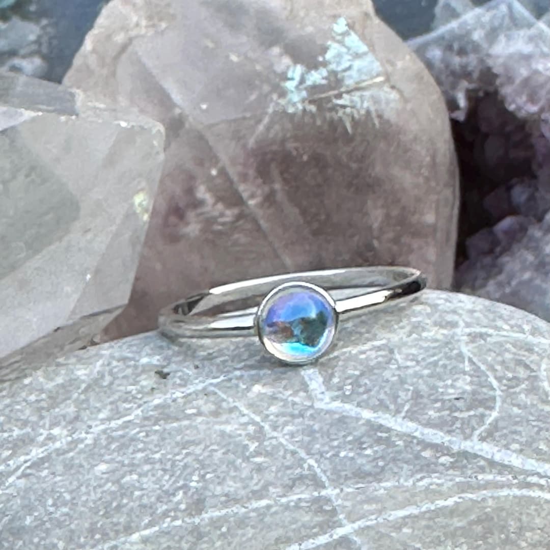 Delicate Moonstone Ring, Moonstone Ring, Minimalist Silver Ring ...