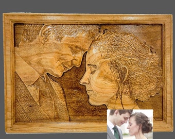 Custom 3D Portrait Photo Carving Engraving Wood Relief | Etsy