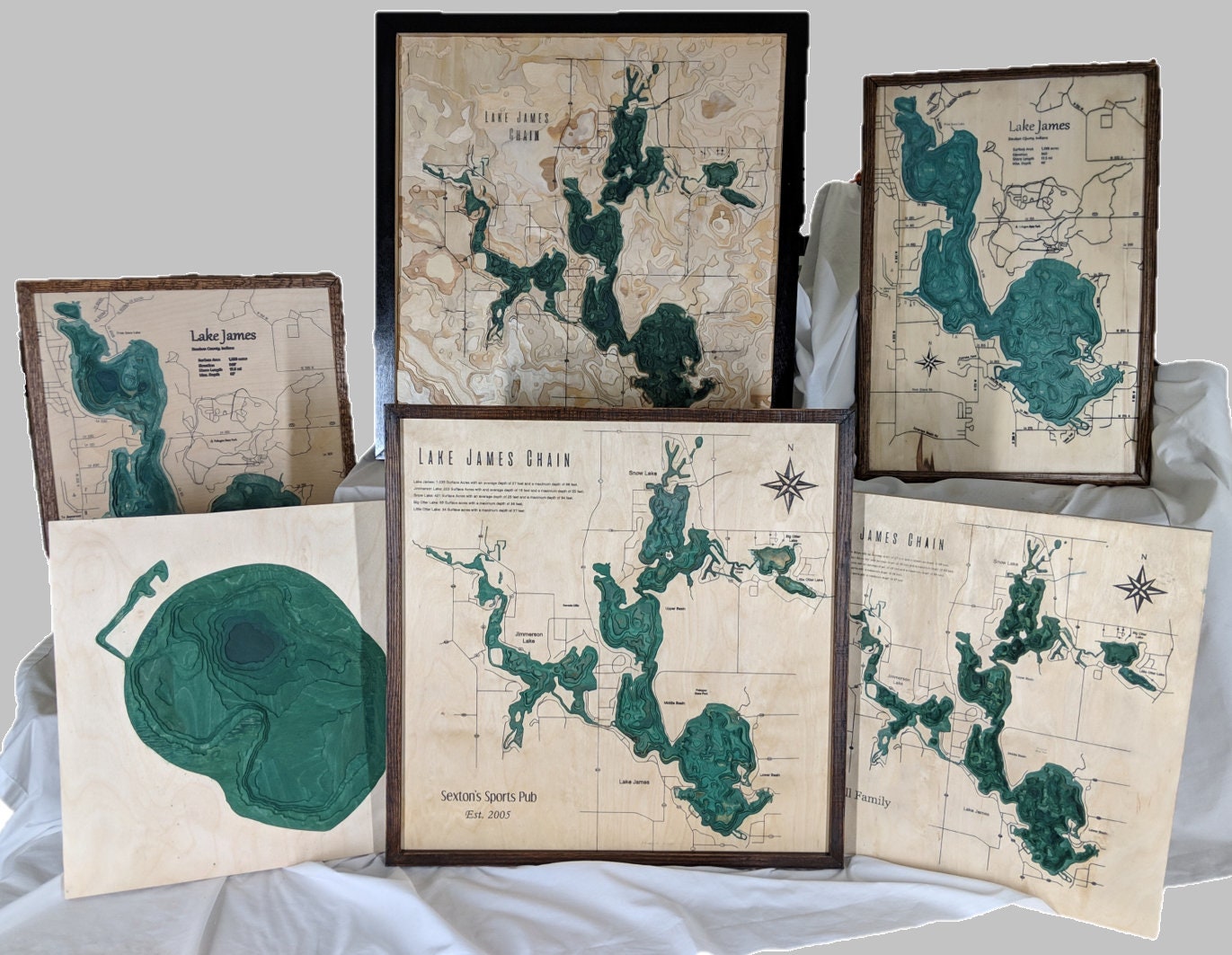 Lake James Chain, IN Custom Lake Depth Chart Map Topographic ...