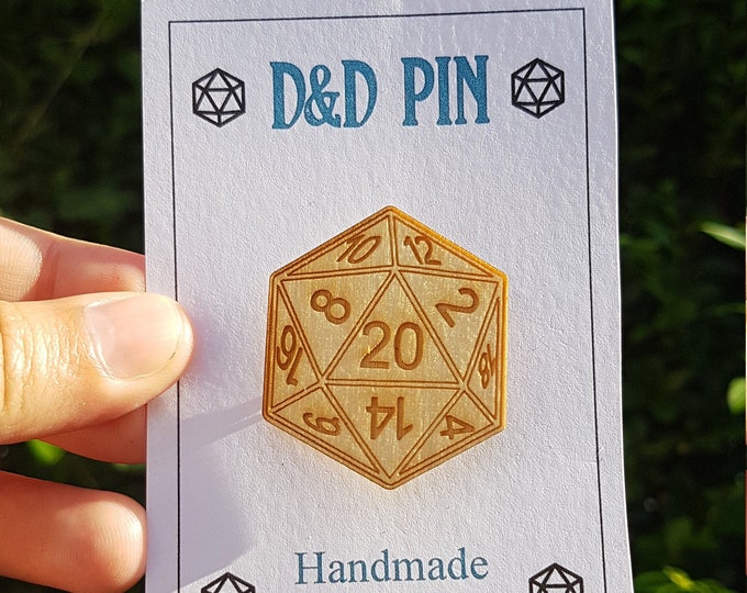 Dungeons and Dragons Wooden D20 Pin - Etsy