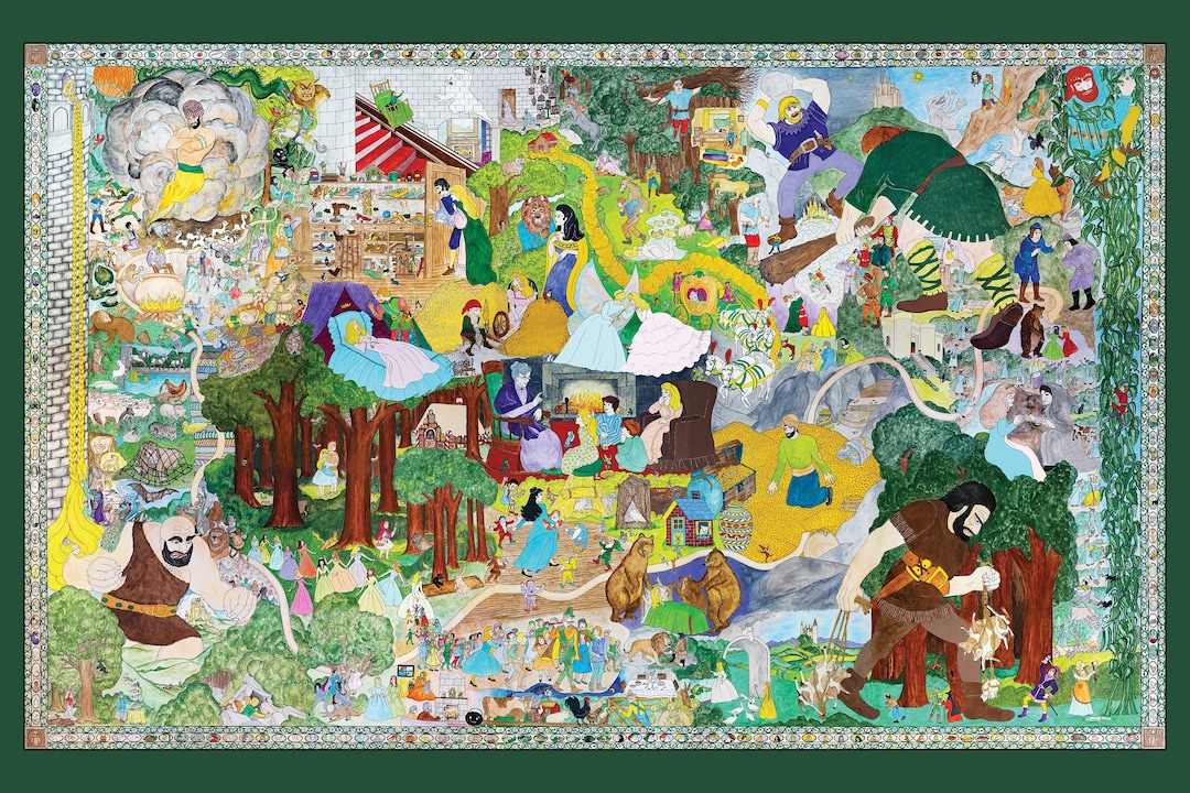 Fairytale Poster Vintage Wallart Fairytale Cinderella Rapunzel Wall ...