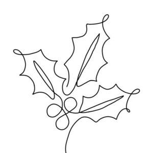 December Birth Flower One Line Art, Digital Download, Holly Printable ...