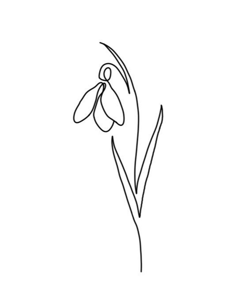 January Birth Flower One Line Art, Digital Download, Snow Drop ...