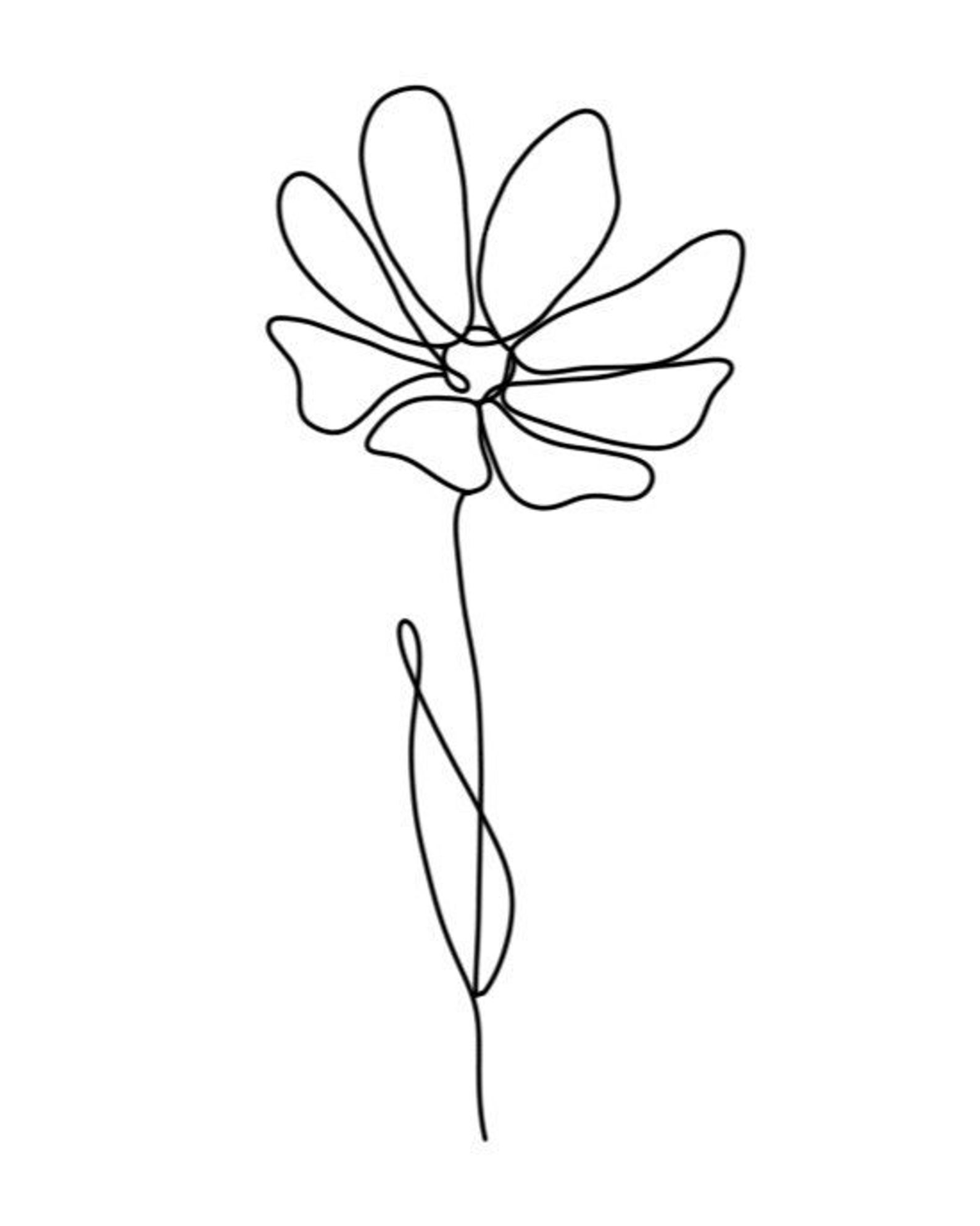 April Birth Flower One Line Art, Digital Download, Daisy Printable Art ...