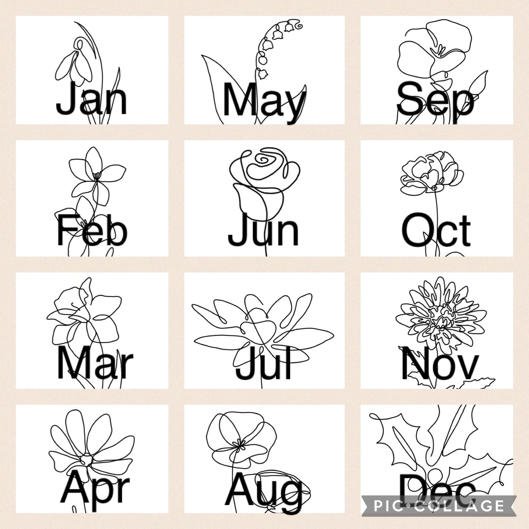 October Birth Flower One Line Art, Digital Download, Marigold Printable ...