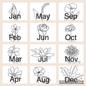 February Birth Flower One Line Art, Digital Download, Violet Printable ...