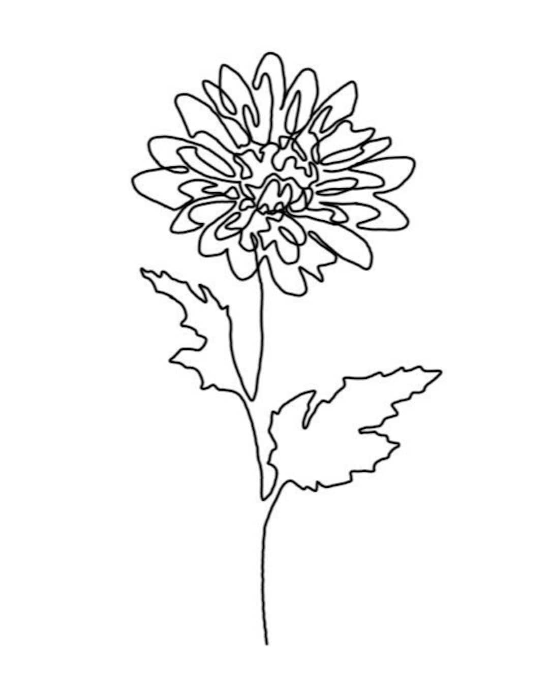 November Birth Flower One Line Art, Digital Download, Chrysanthemum ...
