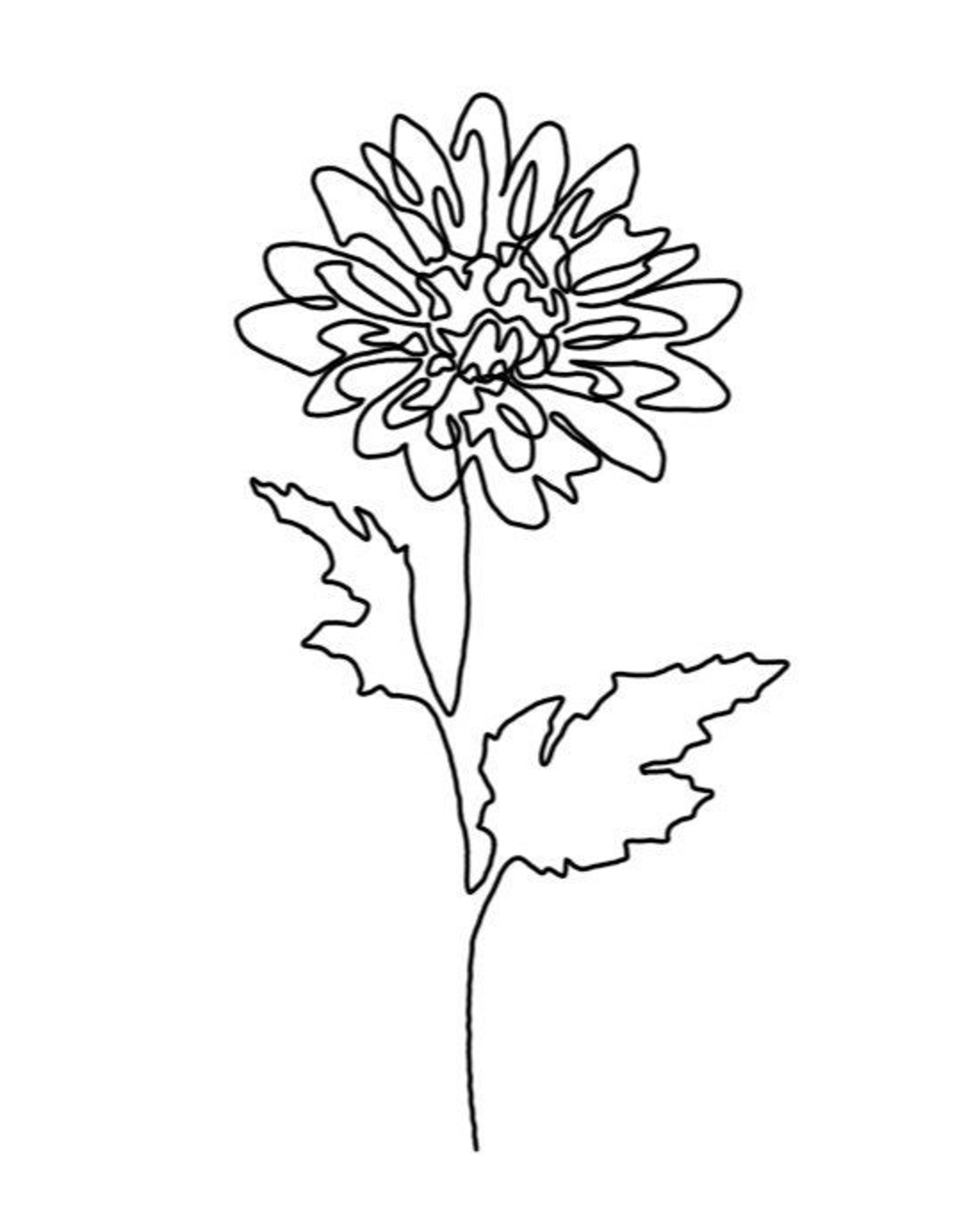 November Birth Flower One Line Art, Digital Download, Chrysanthemum ...