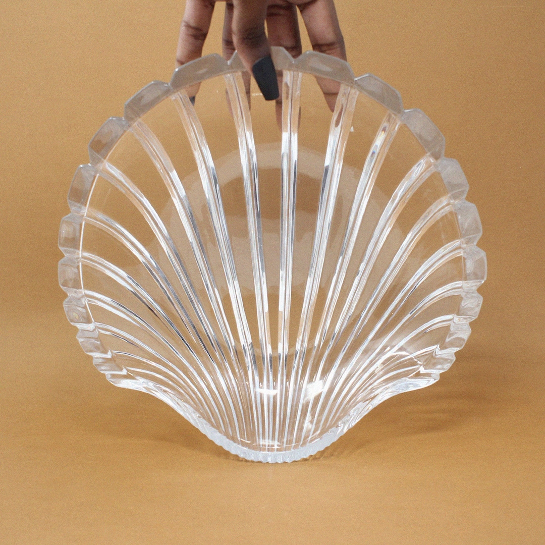 Large Glass Clam Shell Dish | Vintage Glass Fruit Bowl - Etsy