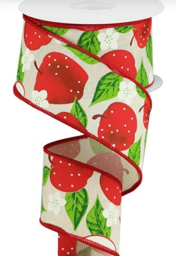 Apples on Royal Ribbon Fruit Ribbon Apple Ribbon Ribbon by | Etsy