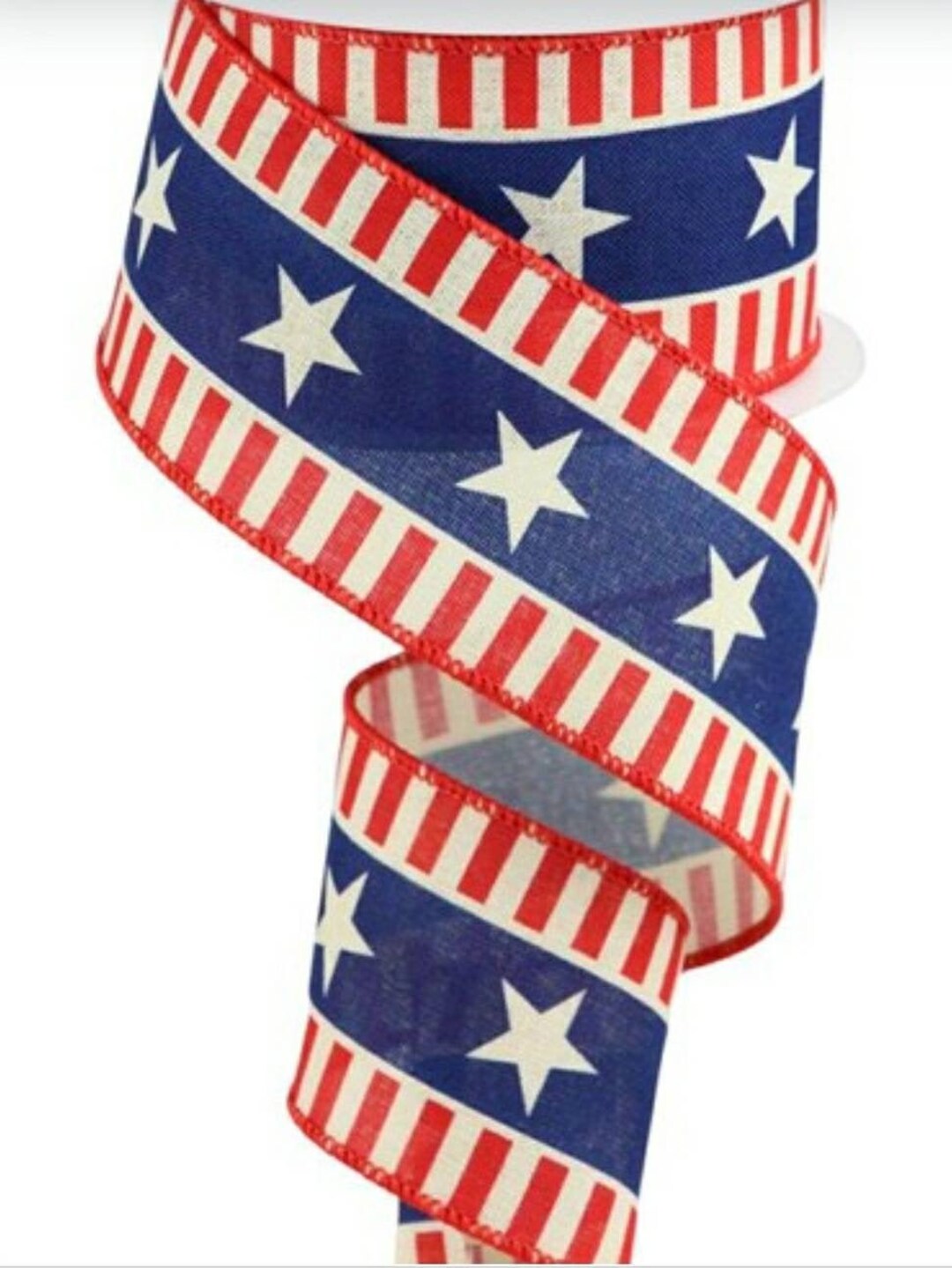 Patriotic Bold Stars Stripes Wired Ribbon Patriotic Ribbon - Etsy