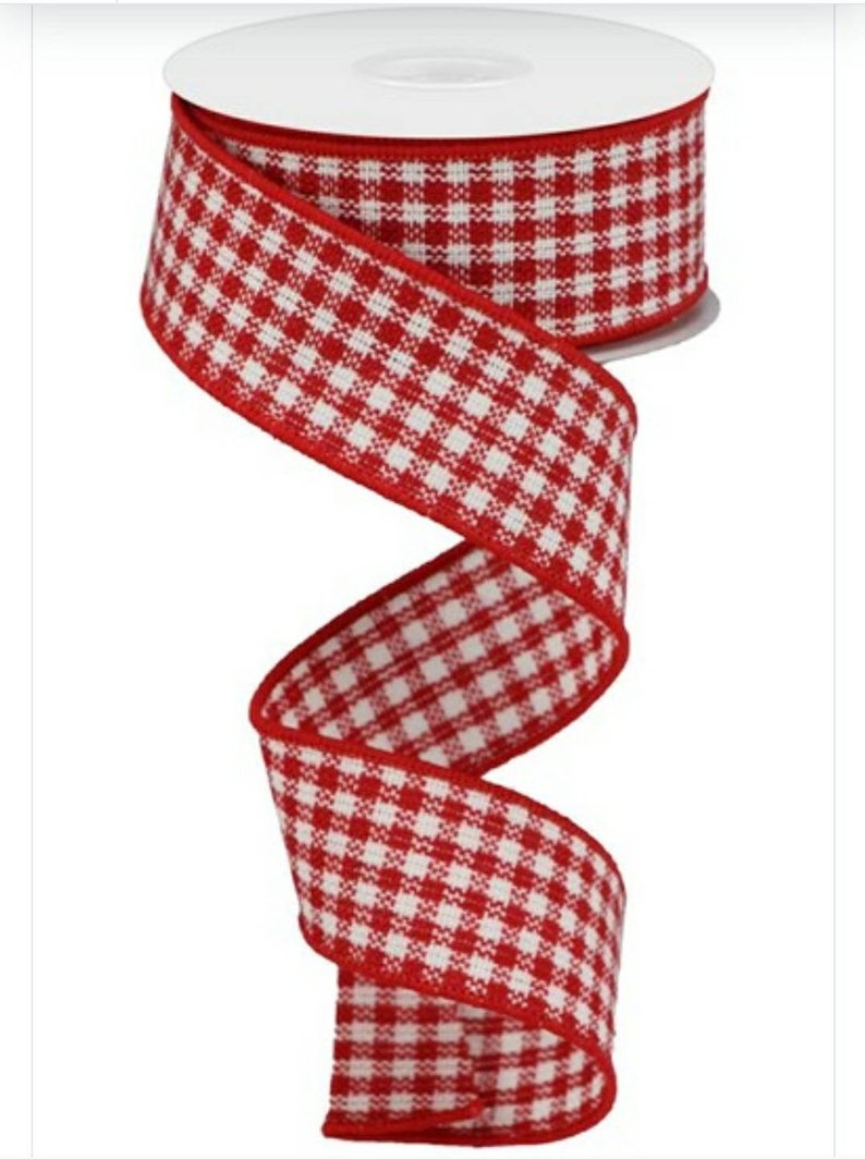 Red and White Gingham Small Check Ribbon Mini Check Ribbon | Etsy