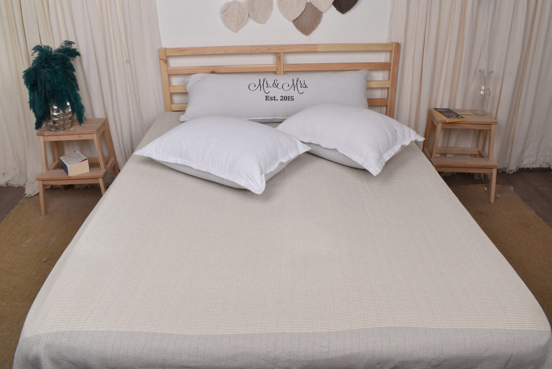 Turkish Bedspread, Beach Blanket, Light Gray Bedspread, Diamond ...