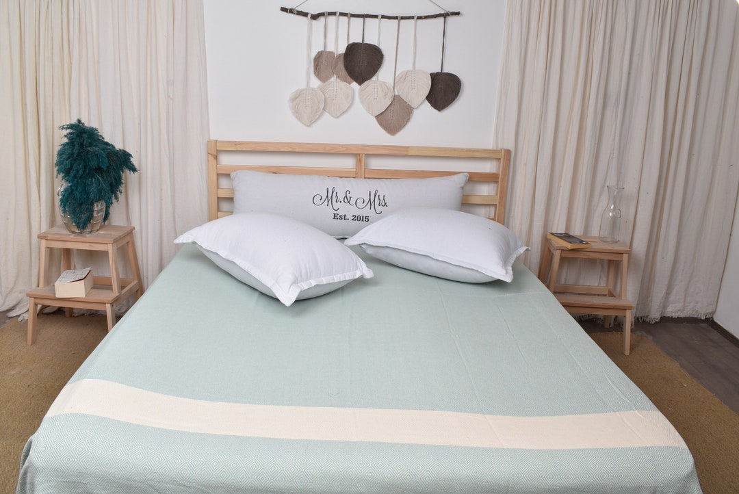 Picnic Blanket, Turkish Throw Blanket, Mint Bedspread, Diamond Bedcover ...