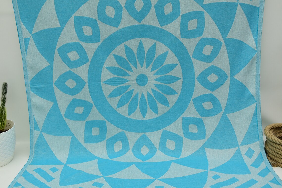 Turquoise Colors Unique Towel Shawl Table Cover Turkish Scarf Large ...