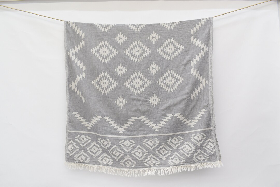 Turkish Aztec Towel,gray Wedding Towel, Bath Towel, 36x70, Turkey Beach ...