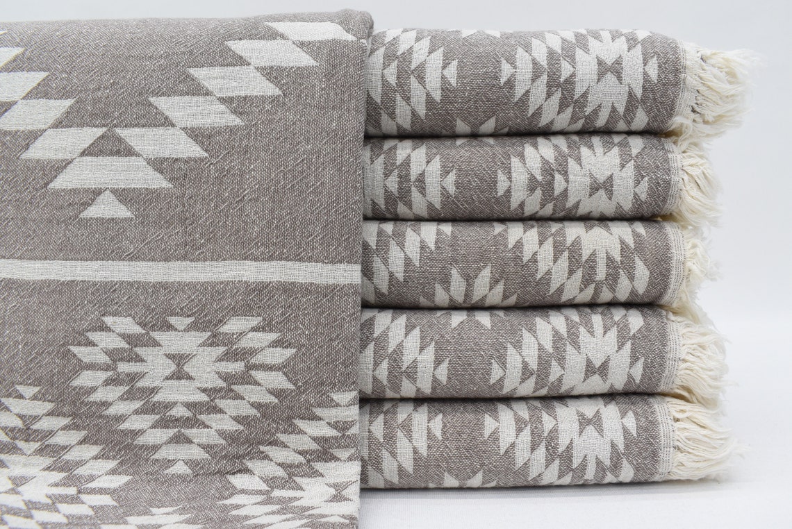 Turkish Aztec Towel Wedding TowelBrown Bath Towel 36x70 | Etsy