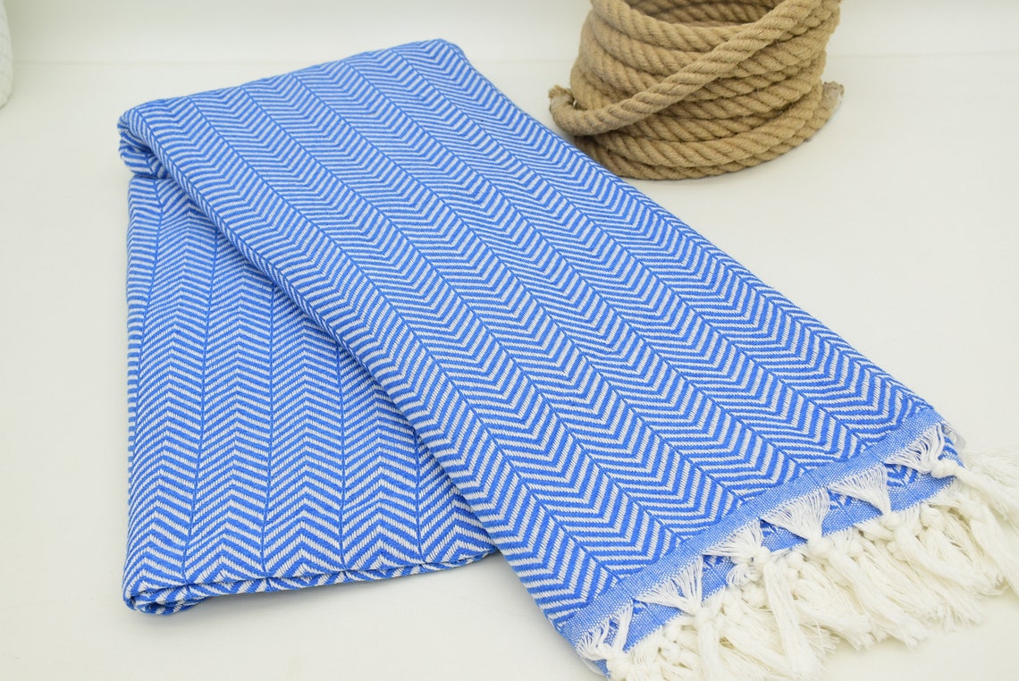 Large Blanket Blue Blanket Herringbone Blanket ULTRASOFT - Etsy