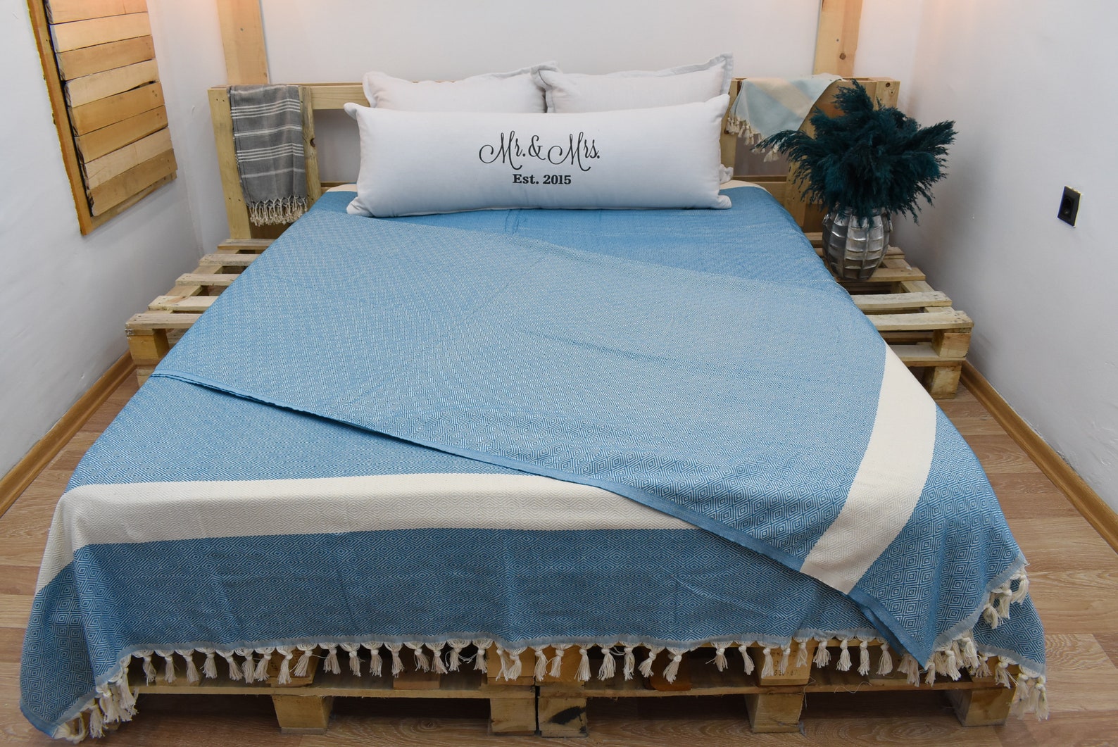 Dark Turquoise Turkish Blanket Throw Blanket Couch Blanket | Etsy