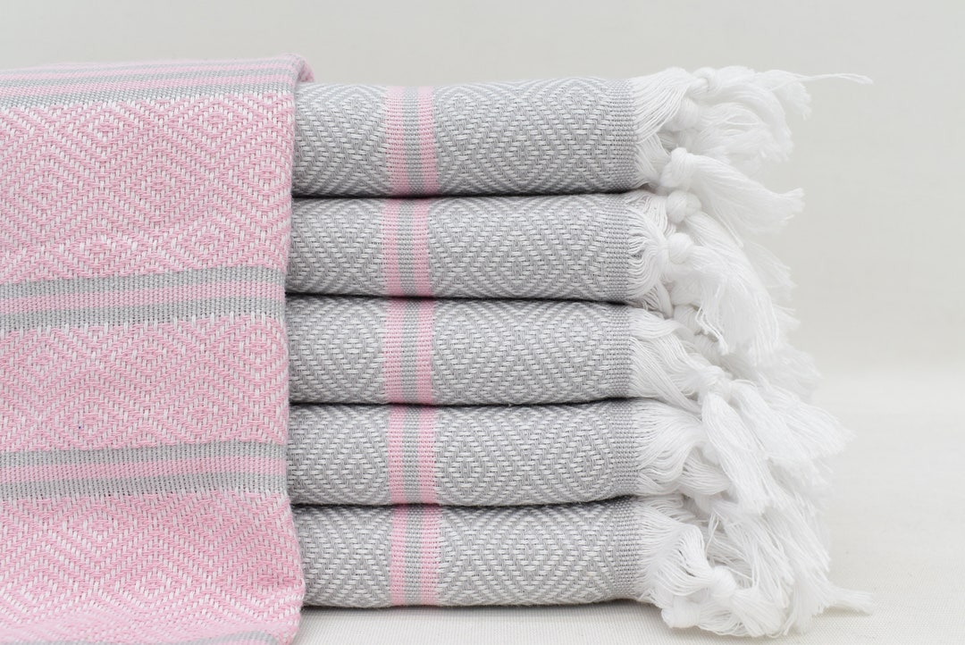 Pink Turkish Hand Towel, 18"x40", Head Towel, Wedding Gift Towels ...