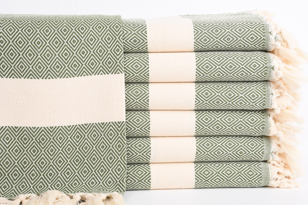 Turkish Tea Towels, Face Towel, Dark Khaki Green Washcloth, Diamond ...