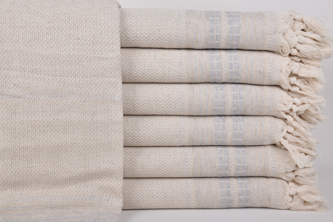Turkish Blanket, Wedding Gift Blankets, Light Gray Throw, 93x95 Inches ...