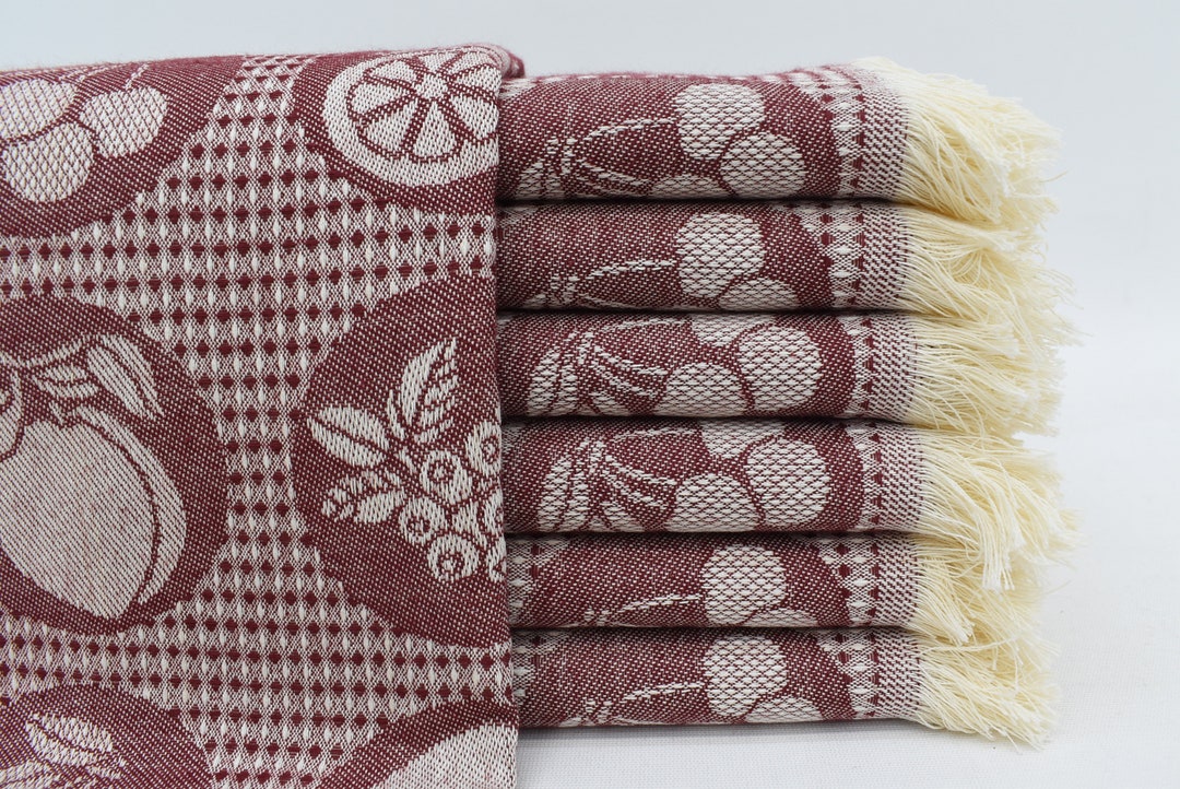 Burgundy Turkish Hand Towel: Organic Cotton Kitchen Tea Towel - Etsy