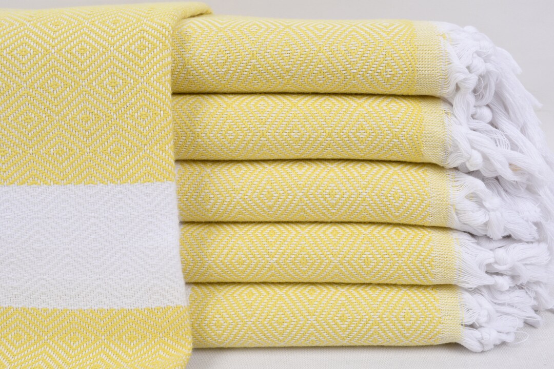 Turkish Bath Towel,light Yellow Towel, 40x70, Wedding Towels, Diamond ...