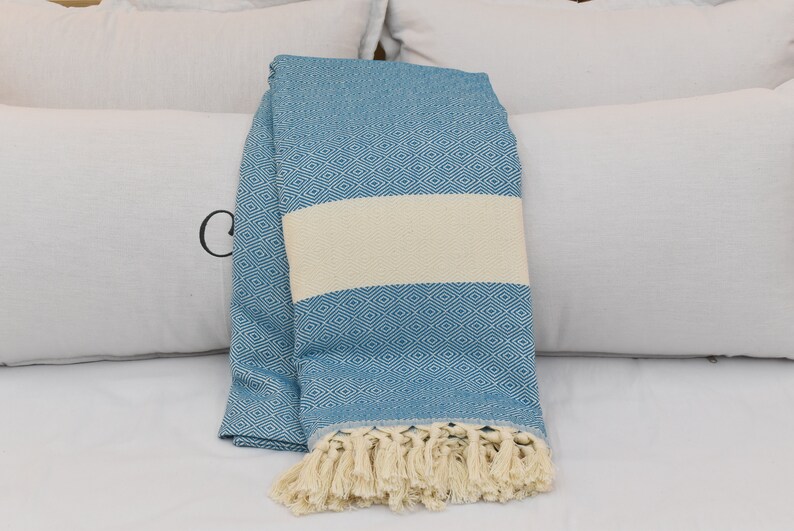 Dark Turquoise Turkish Blanket Throw Blanket Couch Blanket | Etsy