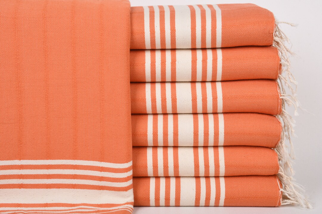 Personalized Gift Box Towel, Custom Beach Towel, Orange Towel, Striped ...