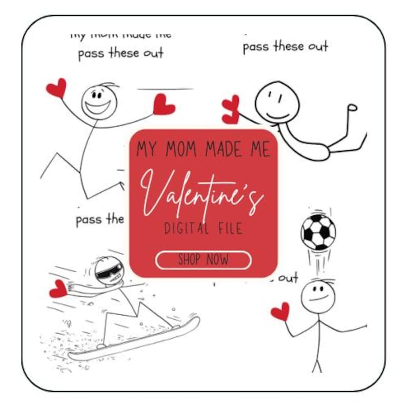 Stick Figure Valentine Cards for Classroom Exchange (printable PDF) - Etsy