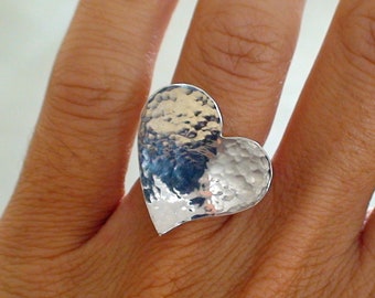 Large Heart Ring - Etsy