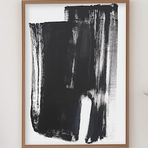 Obsidian Pulse IV - Minimalist Black Abstract Brushstroke Art Print ...