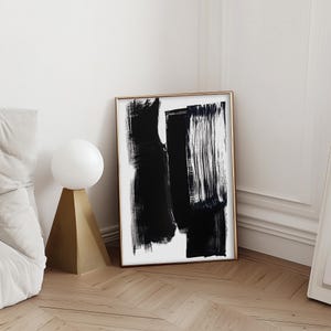 Obsidian Pulse II - Minimalist Black Abstract Brushstroke Art Print ...