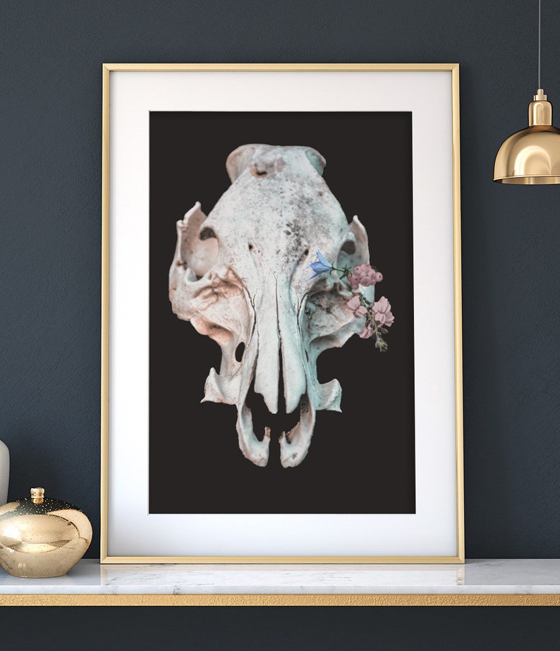 Cow Skull Print, Large Wall Art, Printable Art, Instant Download, Black ...