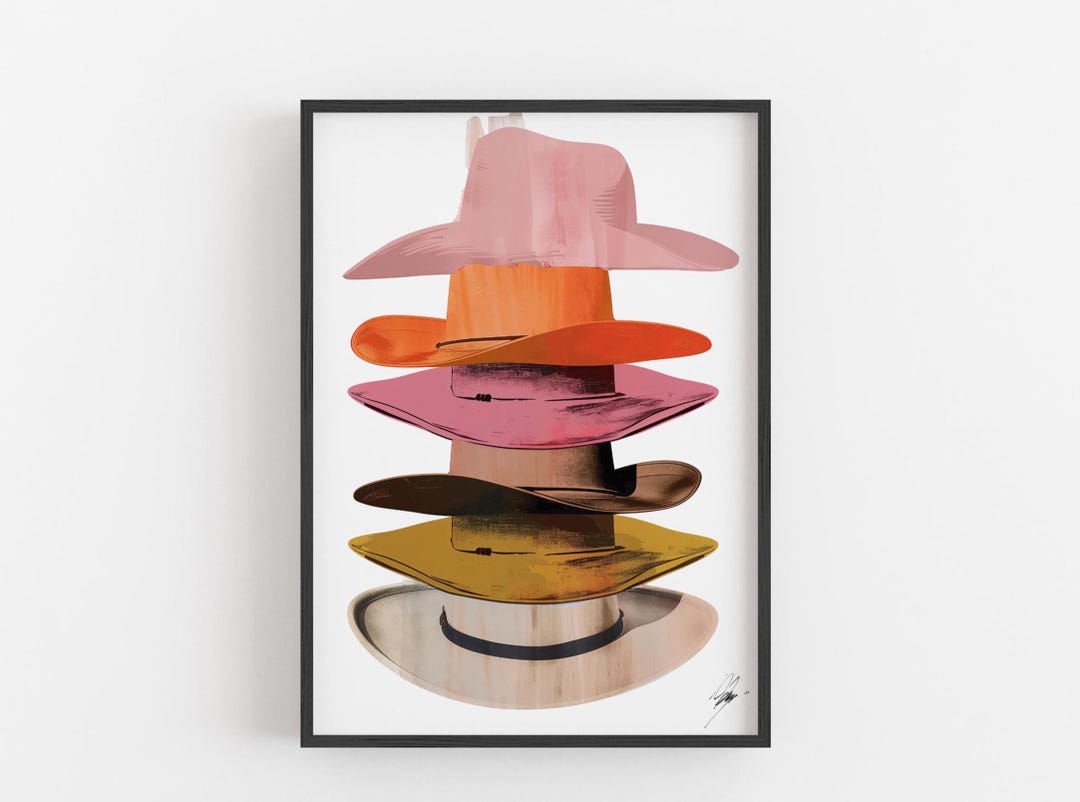 Stacked Cowboy Hats Art Print: Modern Neutral Southwestern Decor - Etsy