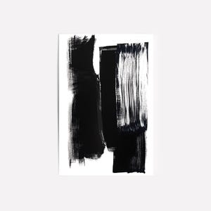 Obsidian Pulse II - Minimalist Black Abstract Brushstroke Art Print ...