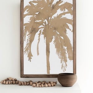 Abstract Palm Tree Art Print: Beige Tropical Coastal Decor - Etsy