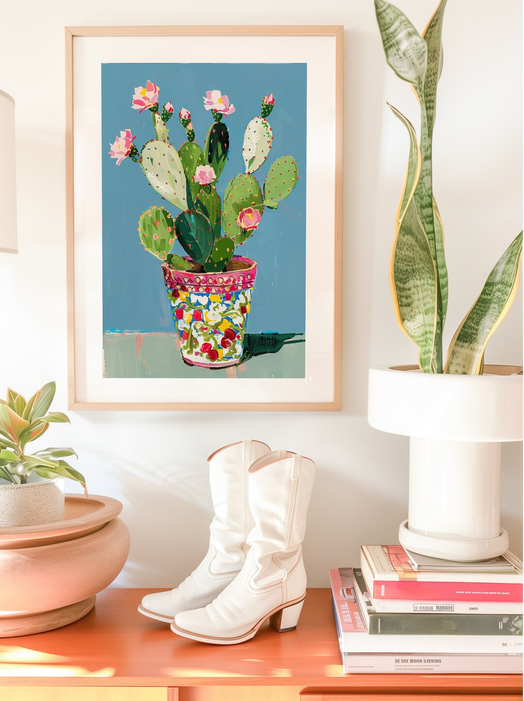 PRICKLY Pear Pot Cactus Print, Large Wall Art, Cacti Wall Art, Southern ...