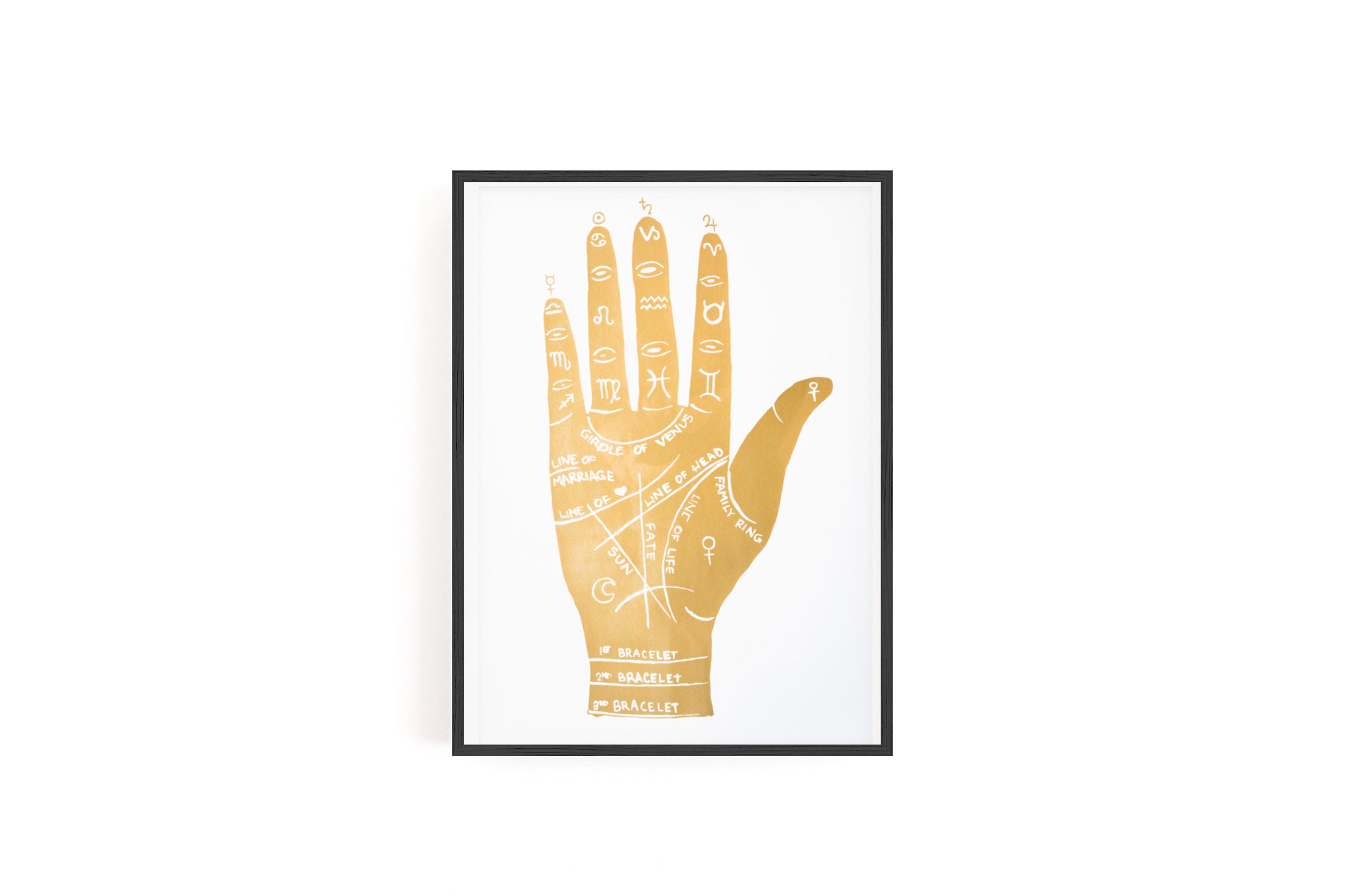 Gold Palmistry Art Screen Print, Palm Reading Print Gold Foil - Etsy