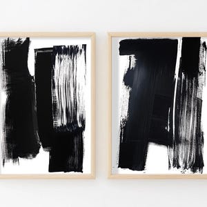 Obsidian Pulse II - Minimalist Black Abstract Brushstroke Art Print ...