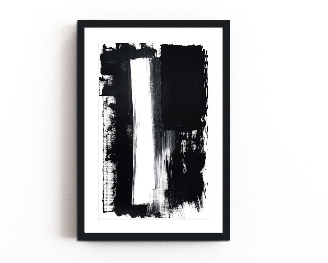 Obsidian Pulse III - Minimalist Black Abstract Brushstroke Art Print ...