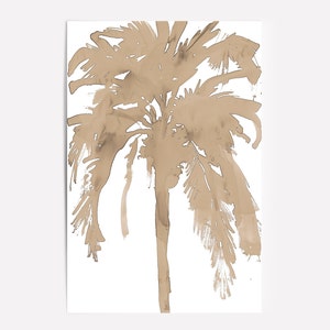 Abstract Palm Tree Art Print: Beige Tropical Coastal Decor - Etsy