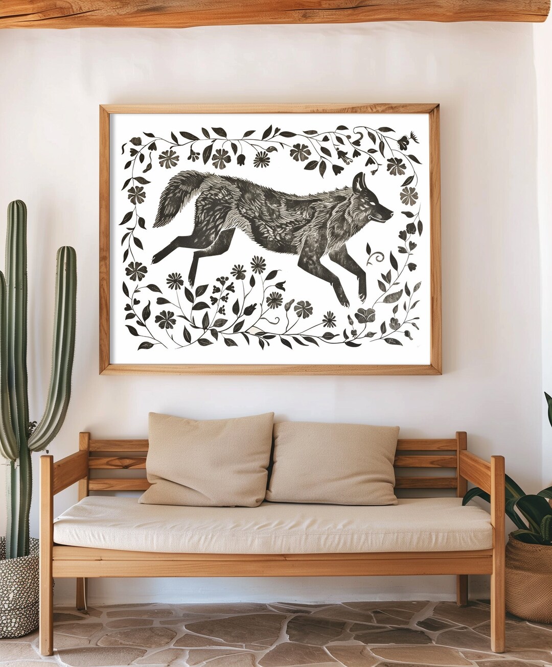 WOODLAND Wanderer Wolf Print, Large Wall Art, Coyote Wall Art, Southern ...